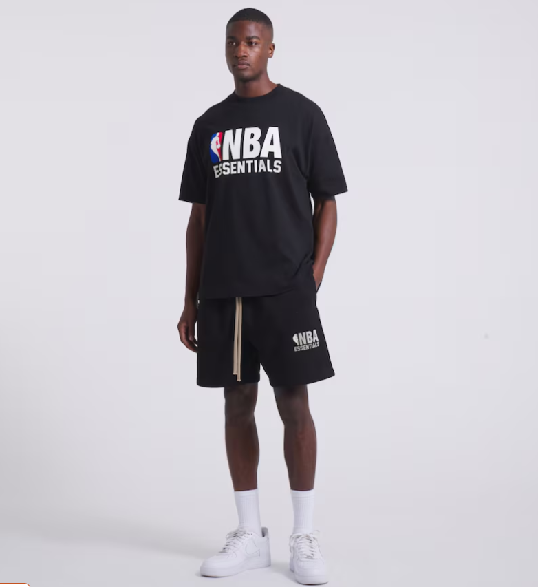 Fear of God Essentials NBA Tee Black / Logo Red
